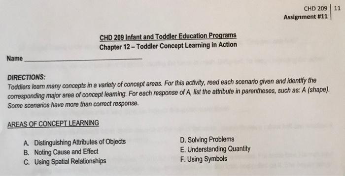 Solved CHD 209 | 11 Assignment #11 CHD 209 Infant and | Chegg.com