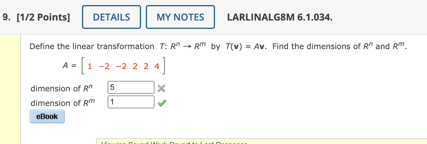 Solved Define the linear transformation T:Rn→Rm ﻿by T(v)=Av. | Chegg.com