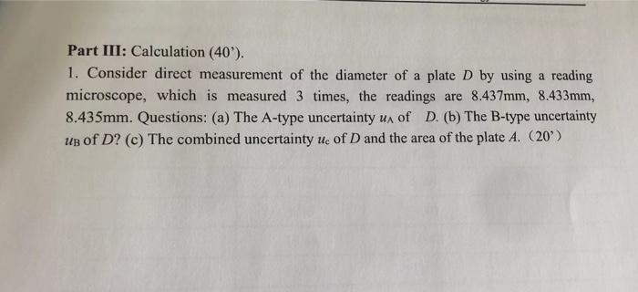 Solved Part III: Calculation (40'). 1. Consider direct | Chegg.com