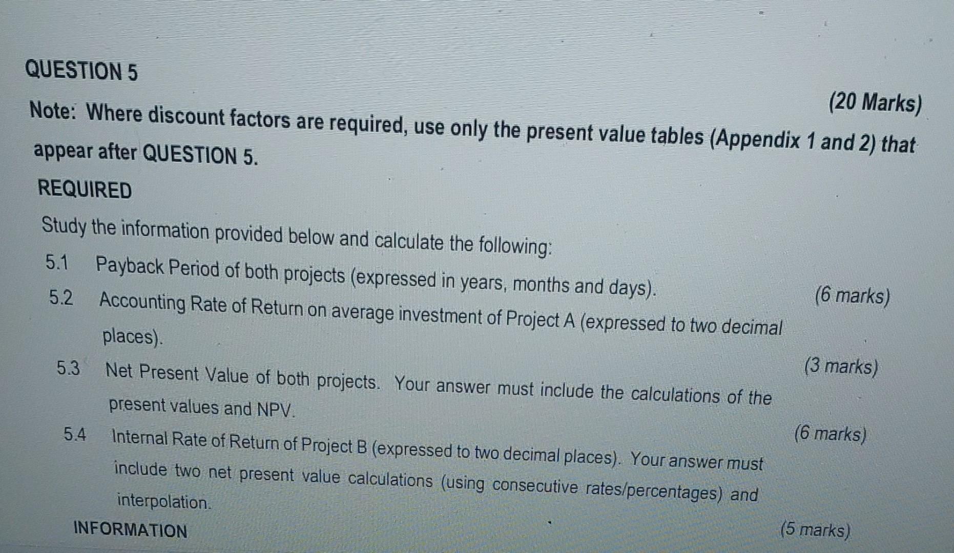 Solved QUESTION 5 (20 Marks) Note: Where discount factors | Chegg.com