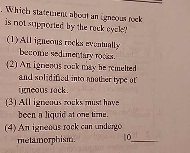 Solved Which statement about an igneous rock is not | Chegg.com