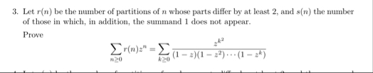 Solved Do not use AI. ﻿Let r(n) ﻿be the number of partitions | Chegg.com