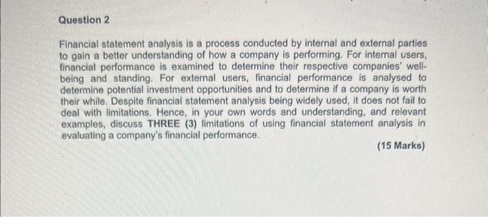 Solved Financial statement analysis is a process conducted | Chegg.com