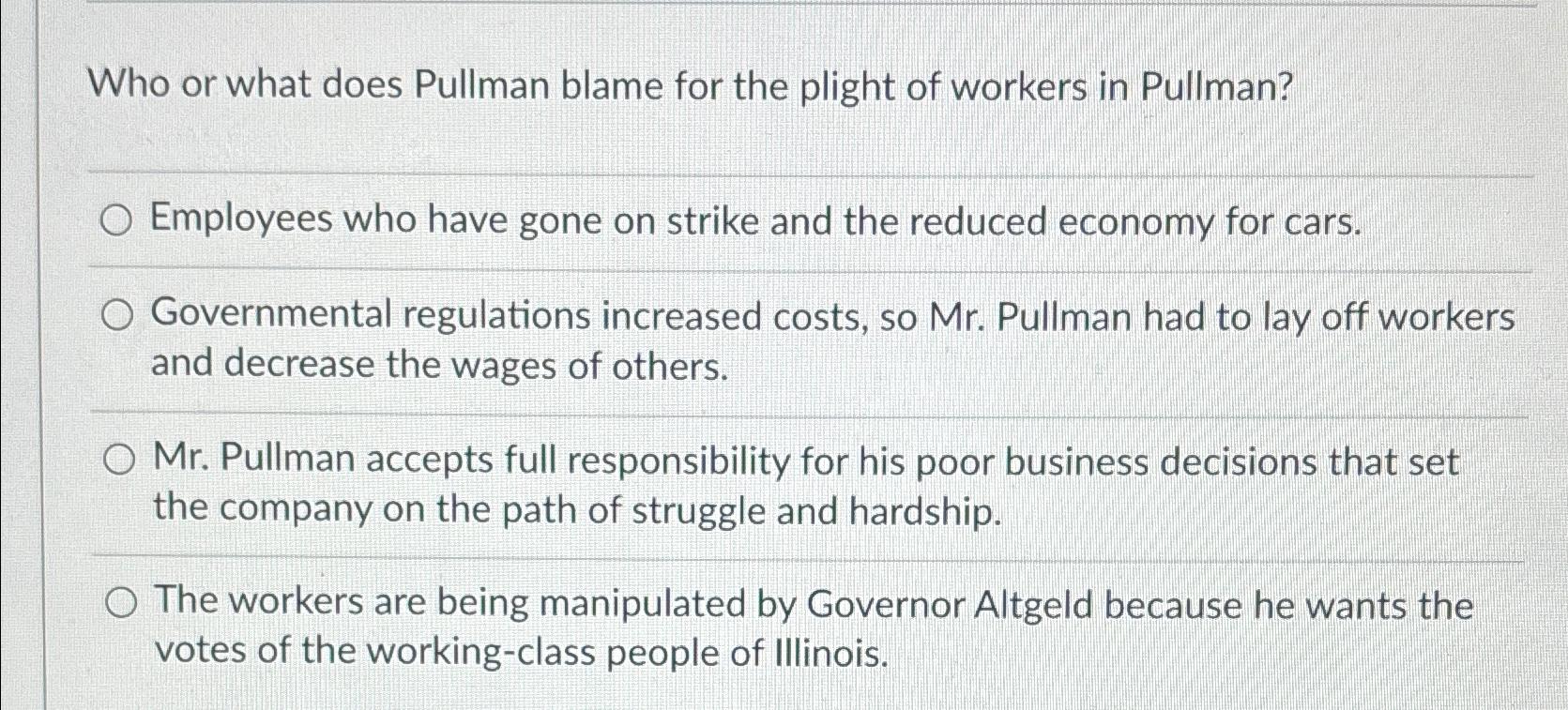 Solved Who or what does Pullman blame for the plight of | Chegg.com