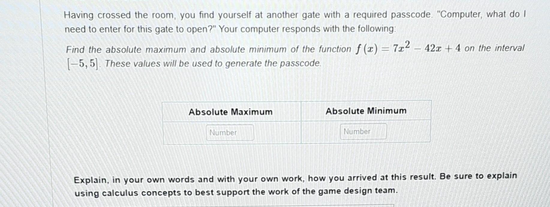 Solved The First Gate Having crossed the room, you find | Chegg.com
