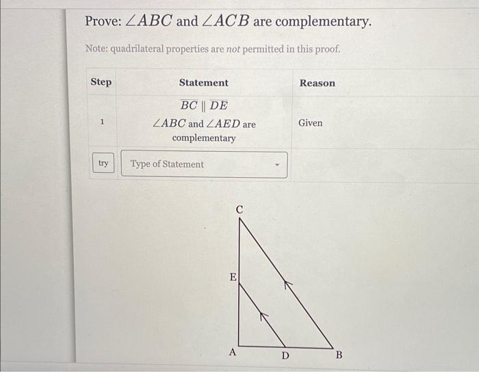 Solved Prove: ∠ABC and ∠ACB are complementary. Note: | Chegg.com