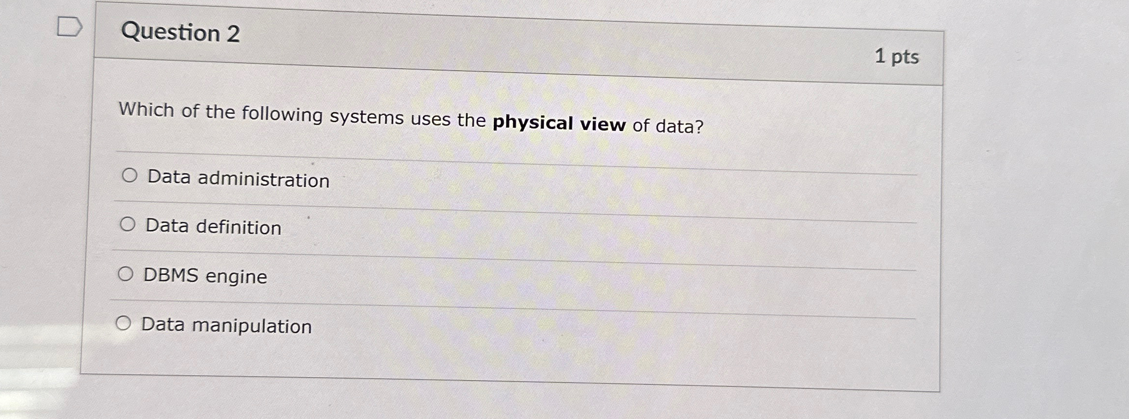 Solved Question 21ptsWhich of the following systems uses the | Chegg.com