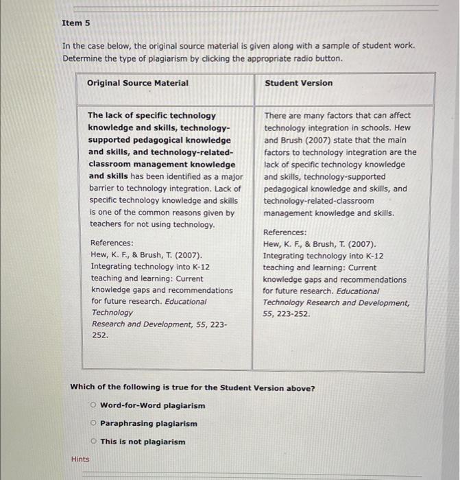 In the case below, the original source material is | Chegg.com