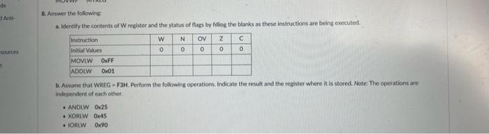 Solved Answer the following: a. Identify the contents of W | Chegg.com
