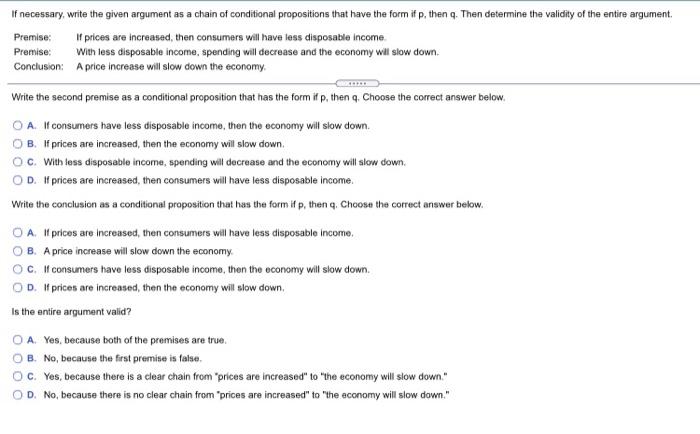 Solved If necessary, write the given argument as a chain of | Chegg.com