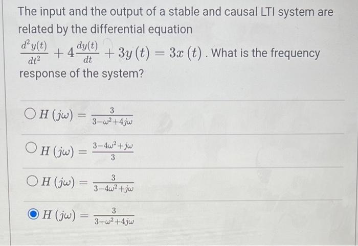 Solved The input and the output of a stable and causal LTI | Chegg.com