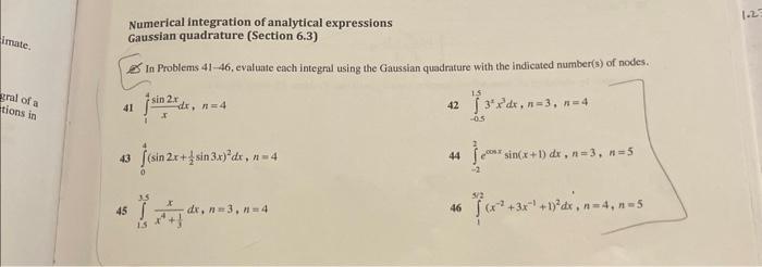 Solved Numerical Integration of analytical expressions | Chegg.com