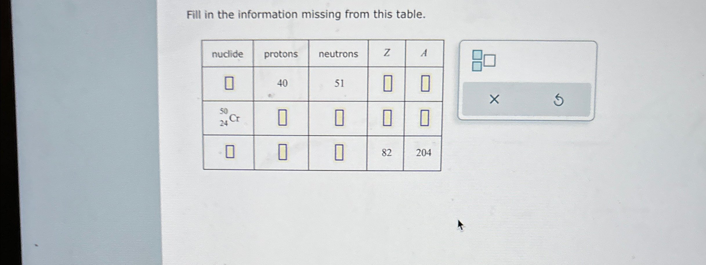 Solved Fill in the information missing from this | Chegg.com