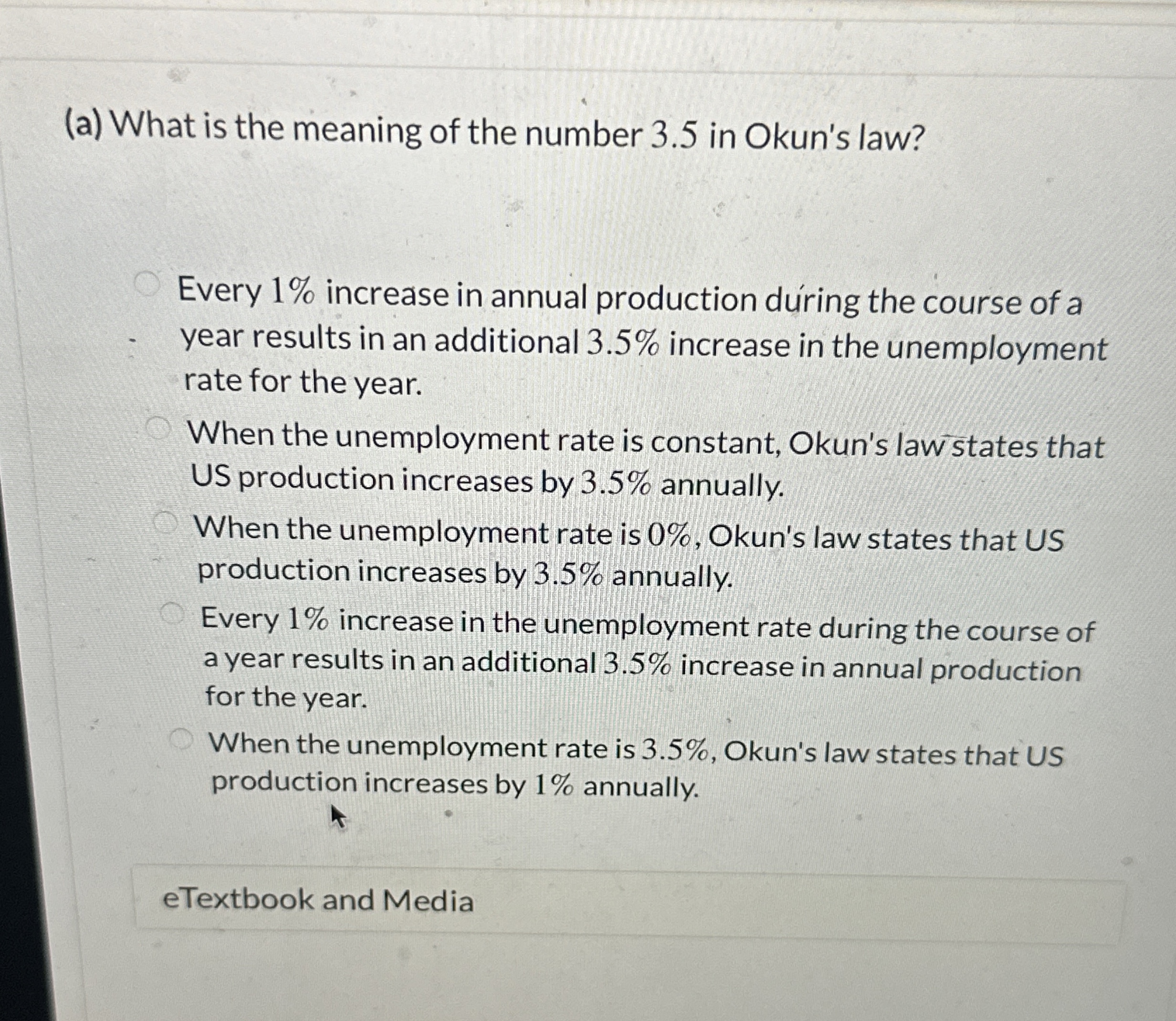 Solved (a) ﻿What is the meaning of the number 3.5 ﻿in Okun's | Chegg.com