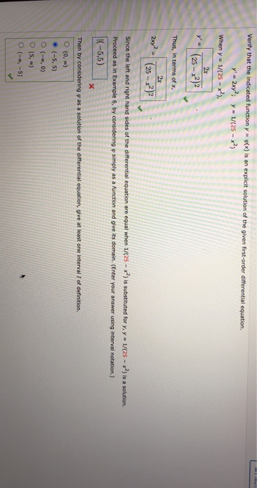 Solved Verify That The Indicated Function Y X Is An