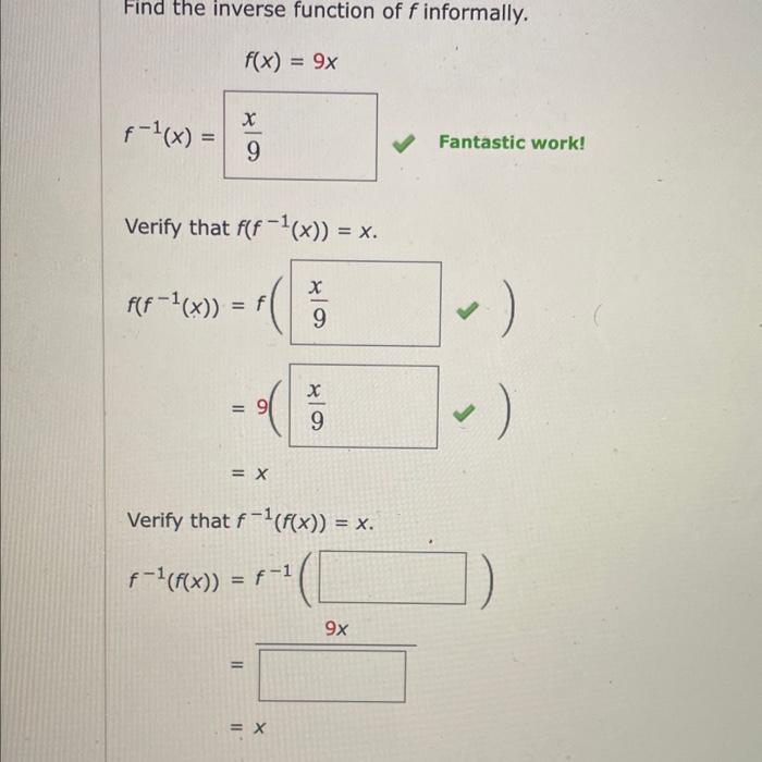 Solved Find the inverse function of f informally. | Chegg.com