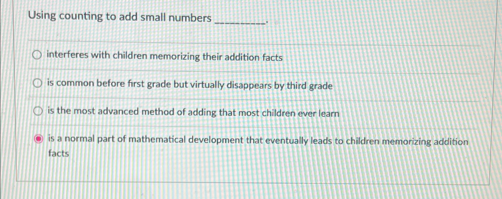 Solved Using counting to add small numbersinterferes with | Chegg.com