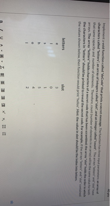 Solved 40 Pts Implement Avoid Function Called Decode That 