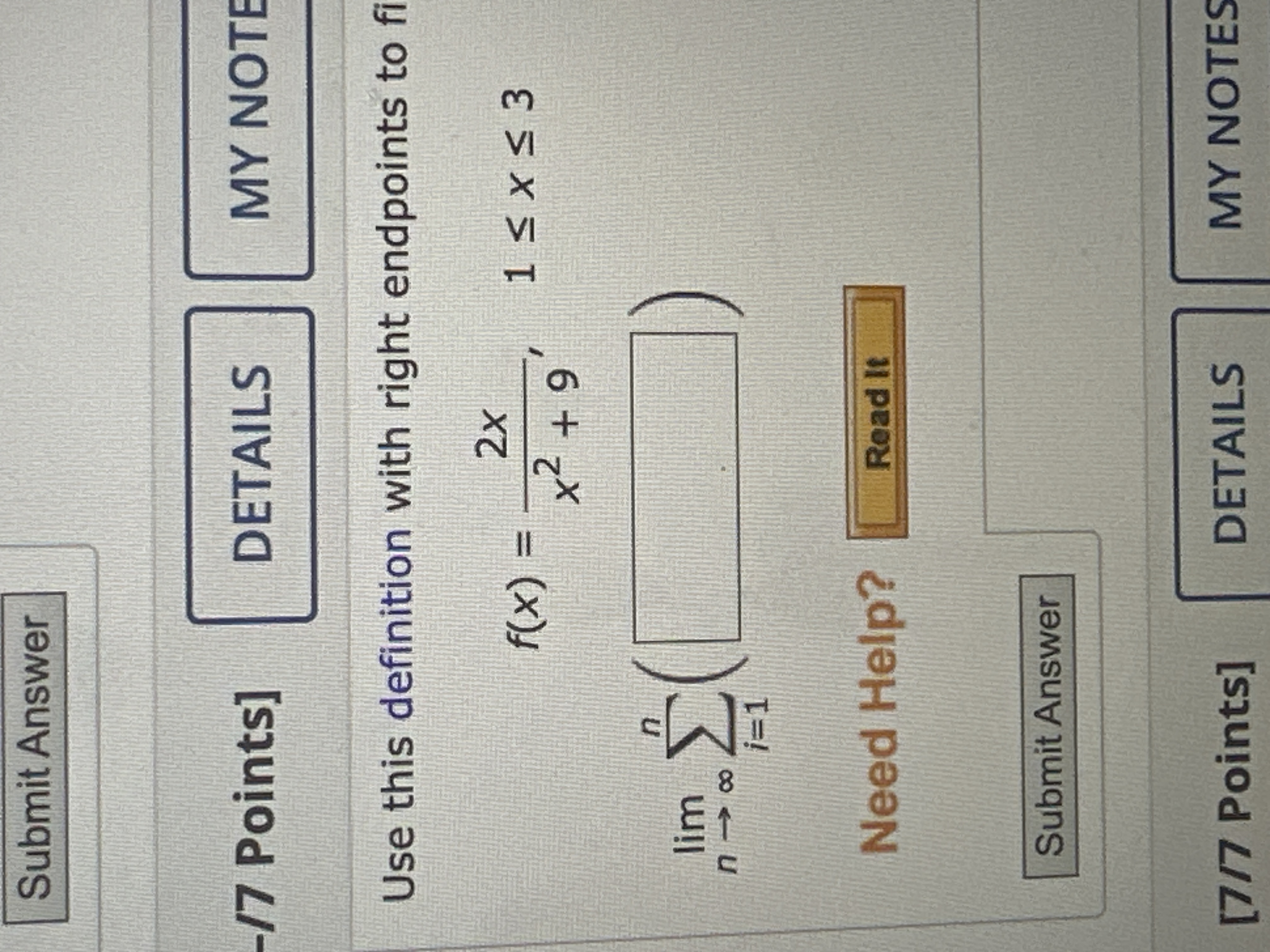 Solved Use this definition with right endpoints to find an | Chegg.com