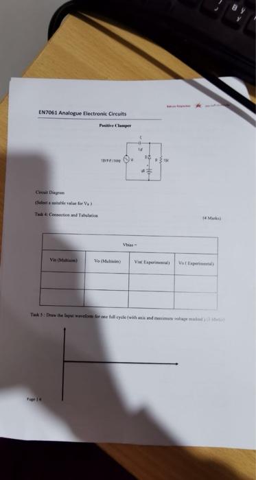 Solved Positive Clamper Circuit Diagram (Select a suitable | Chegg.com