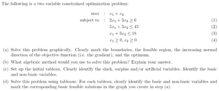 Solved The Following Is A Two Variable Constrained 
