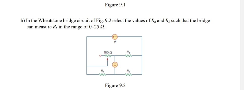 Solved Figure 9.1b) ﻿In the Wheatstone bridge circuit of | Chegg.com