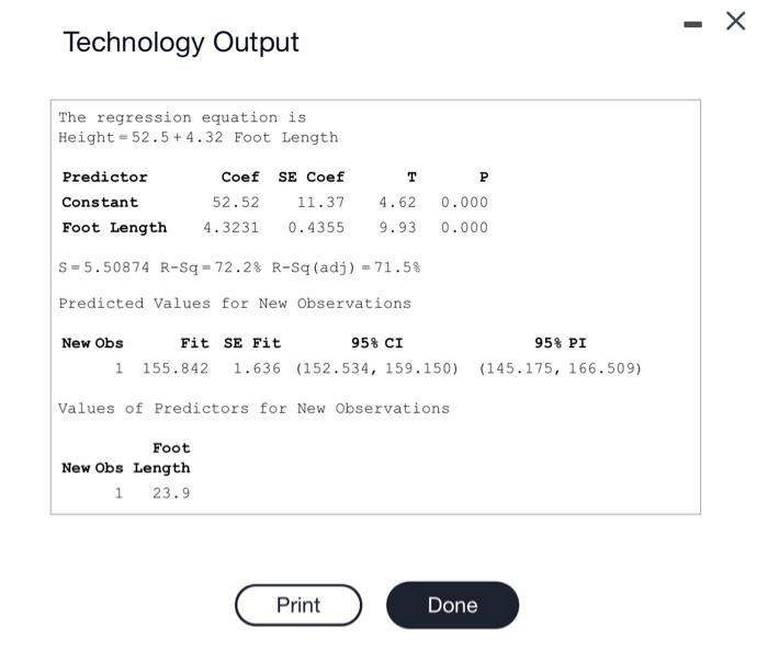 Solved The accompanying technology output was obtained by | Chegg.com