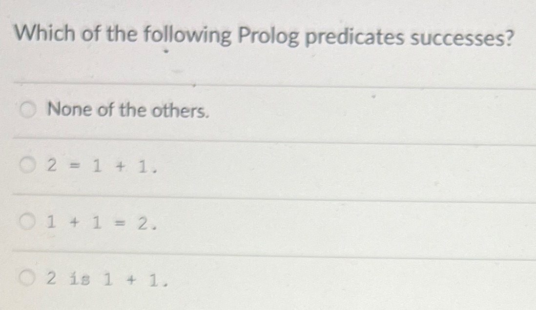 Solved Which Of The Following Prolog Predicates