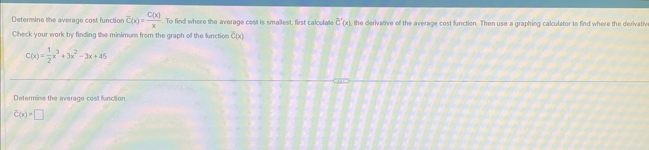 Solved Determine the average cost function | Chegg.com
