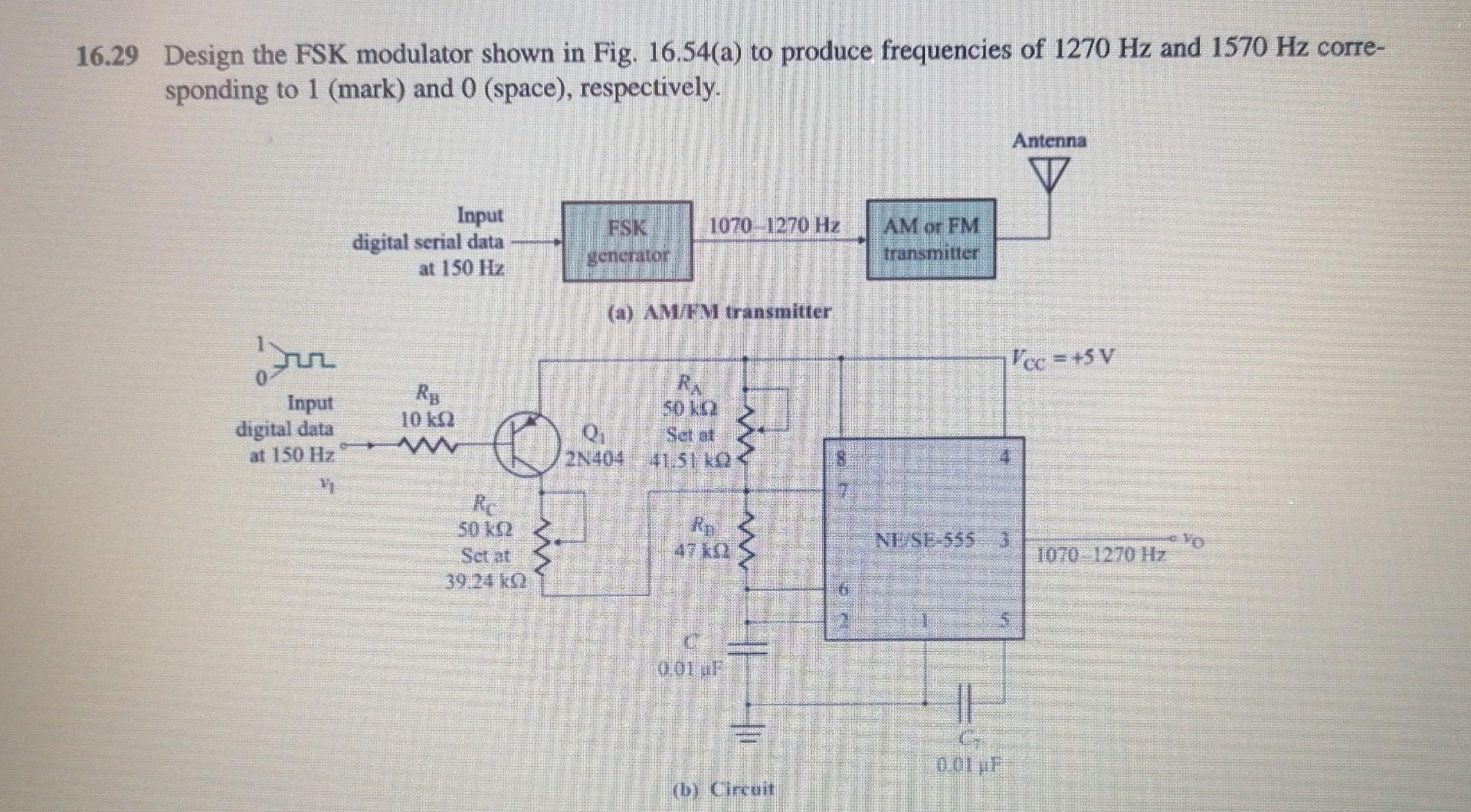 Solved 16.29 Design the FSK modulator shown in Fig. 16.54(a) | Chegg.com