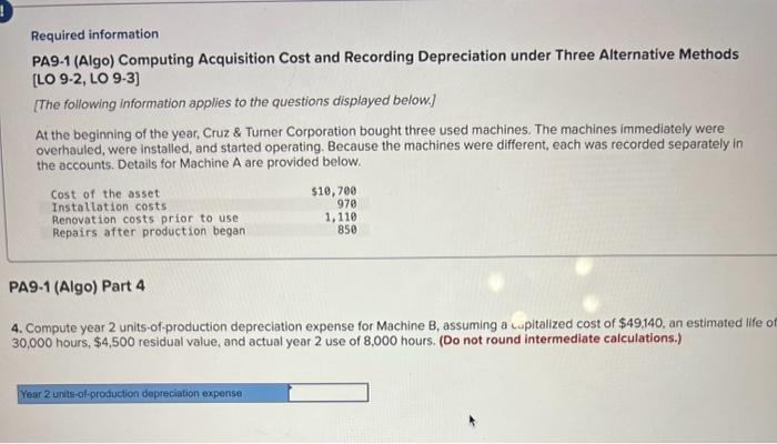 Solved Required information PA9-1 (Algo) Computing | Chegg.com