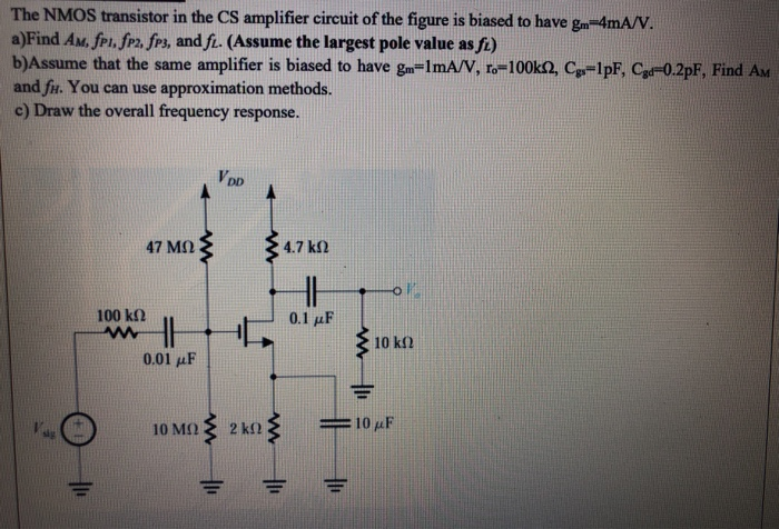 Solved The NMOS transistor in the CS amplifier circuit of | Chegg.com
