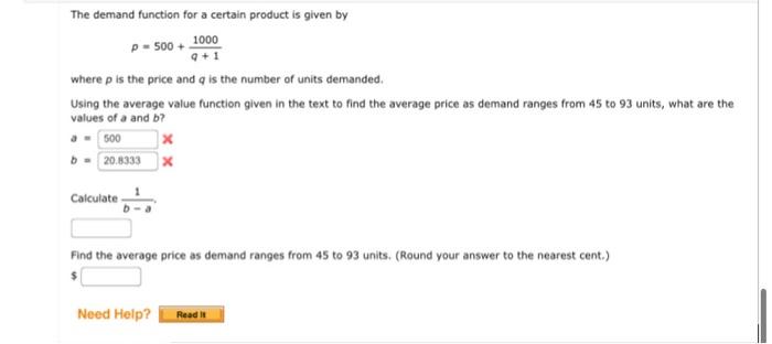 Solved The demand function for a certain product is given by | Chegg.com