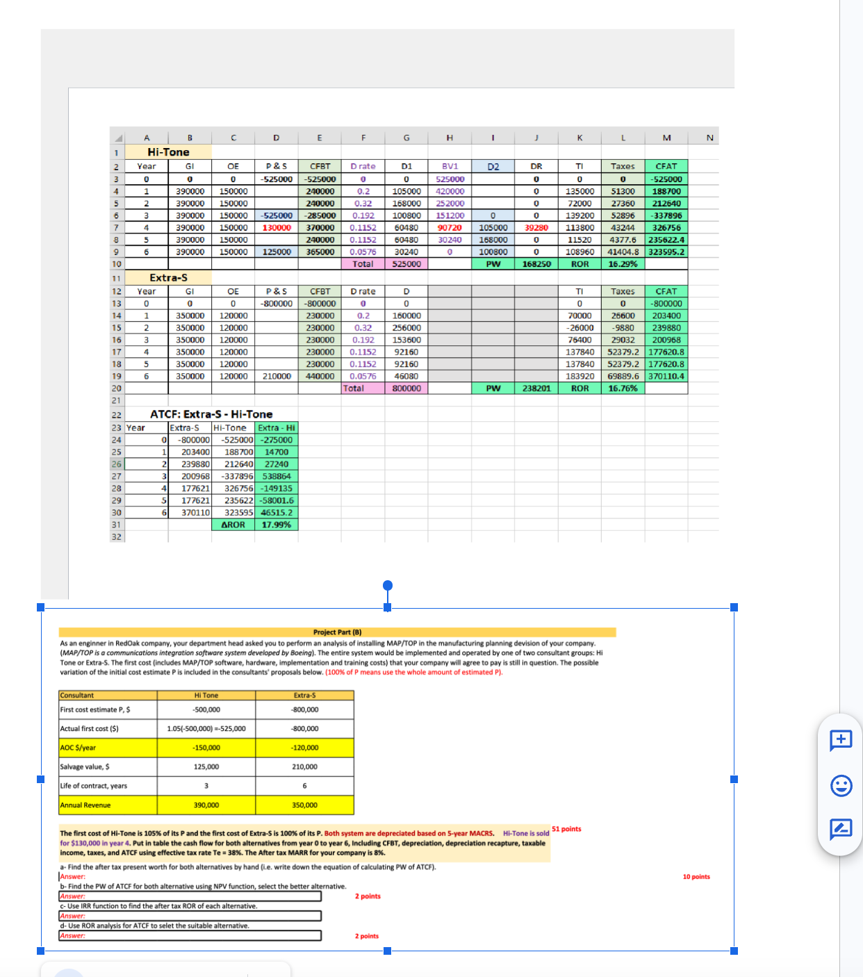 Solved Project Part (B)As an enginner in RedOak company, | Chegg.com