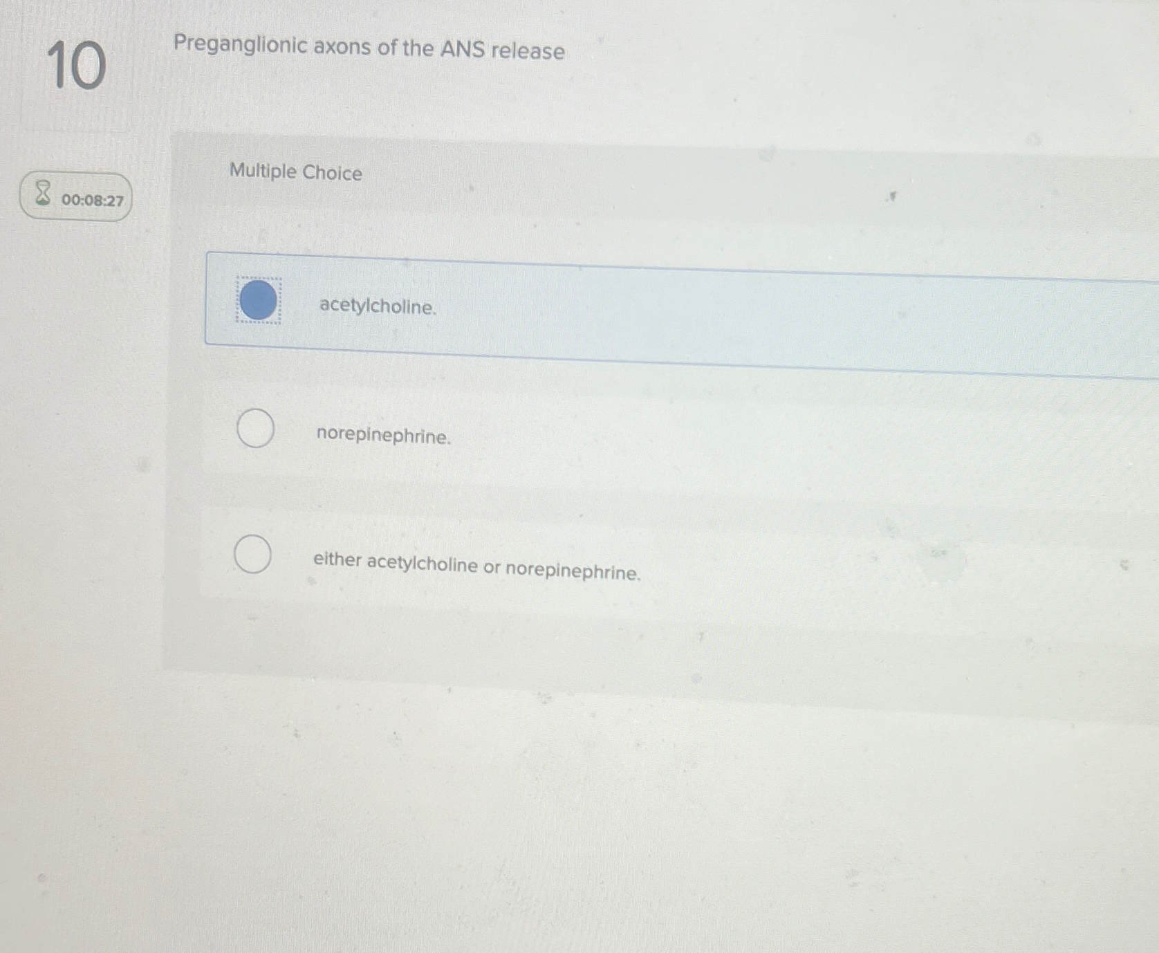 Solved Preganglionic axons of the ANS releaseMultiple | Chegg.com