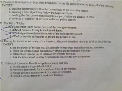 Solved President Washington set important precedents during | Chegg.com