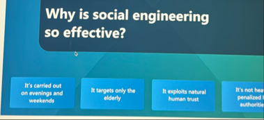 Solved Why is social engineering so effective?It's carried | Chegg.com