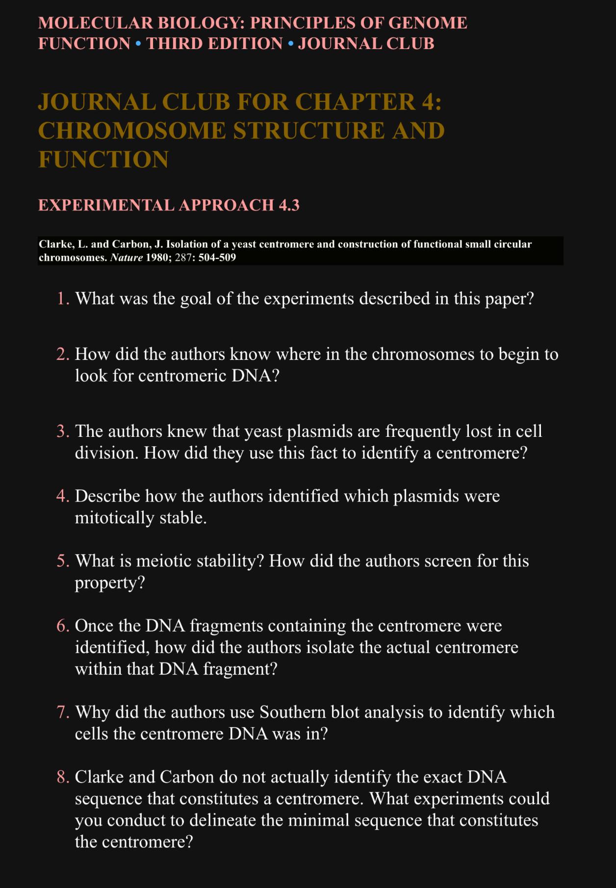 Solved Molecular Biology Principles Of Genome Function