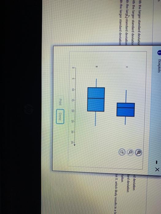 Solved 1 Boxplots - Х with the larger standard deviation | Chegg.com