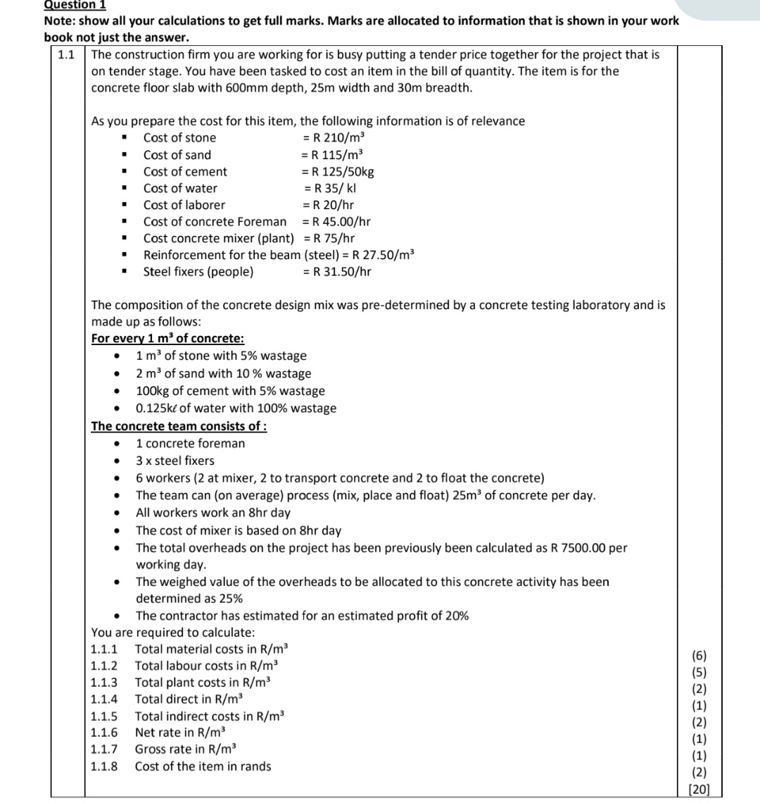 Solved Question 1Note: show all your calculations to get | Chegg.com