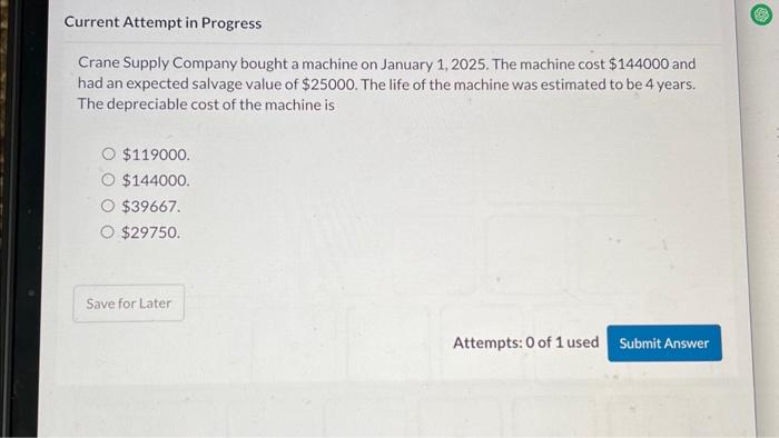 Solved Current Attempt in Progress Suppose that Sheridan | Chegg.com