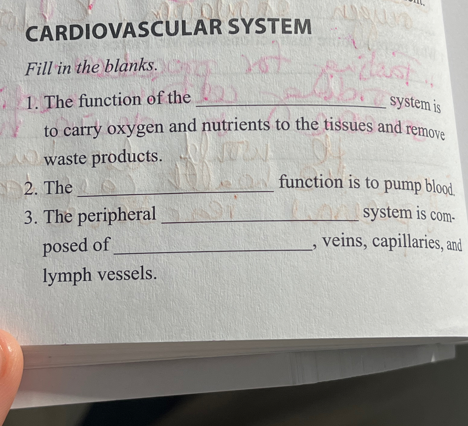 Solved CARDIOVASCULAR SYSTEMFill in the blanks.The function | Chegg.com