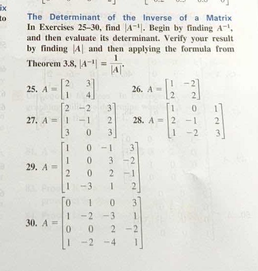 Solved The Determinant of the Inverse of a MatrixIn | Chegg.com