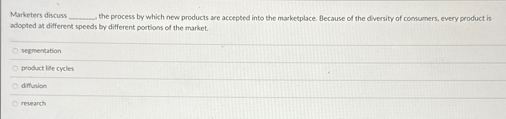 Solved Marketers discuss the process by which new products | Chegg.com