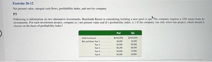 Solved Exercise 26-9 Payback period; net present value; | Chegg.com