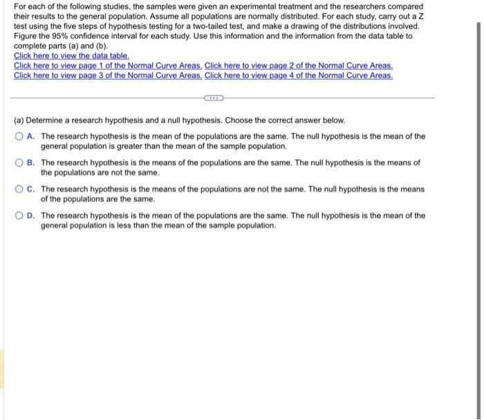 Solved For each of the following studies, the samples were | Chegg.com