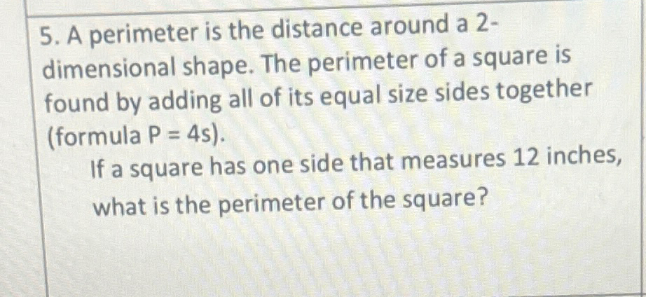 Solved A perimeter is the distance around a 2 ﻿dimensional | Chegg.com