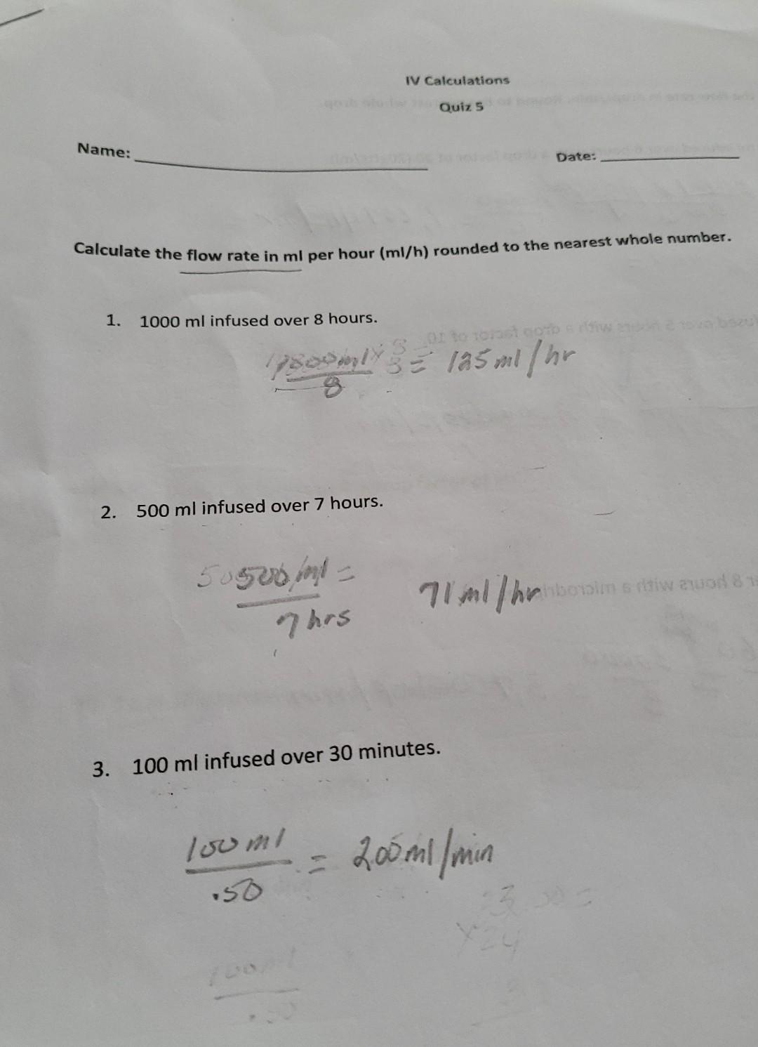 Solved Calculate the flow rate in ml per hour (ml/h) rounded | Chegg.com