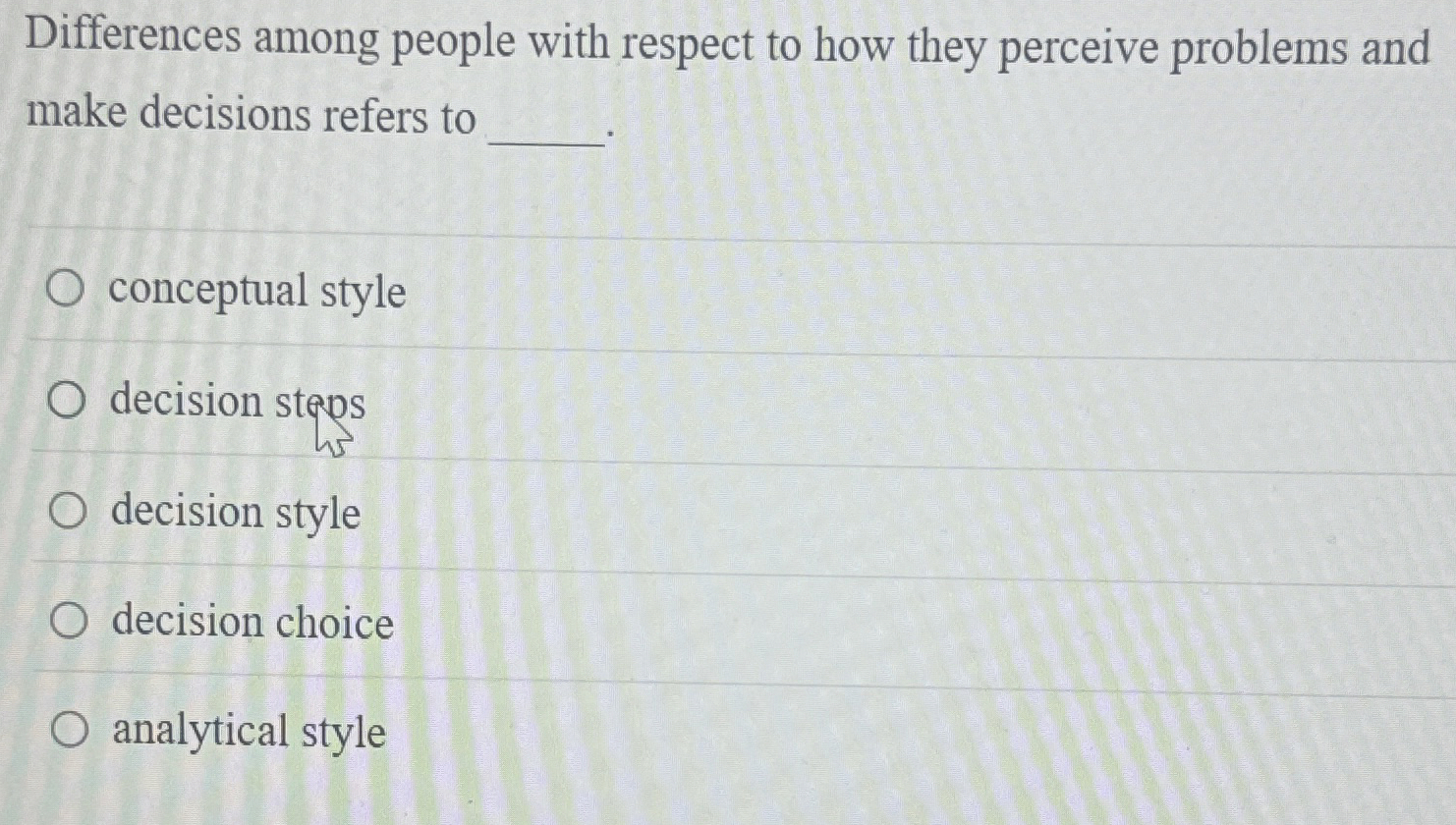 Solved Differences among people with respect to how they | Chegg.com