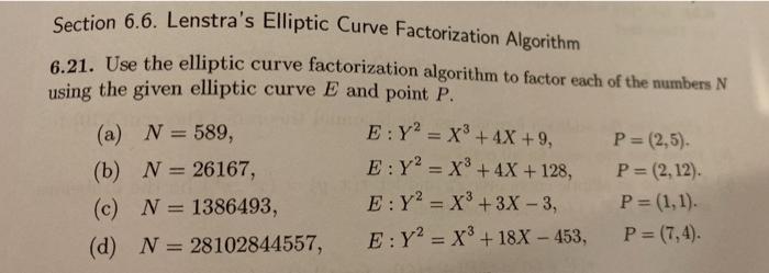 Solved Section 6 6 Lenstras Elliptic Curve Factorization